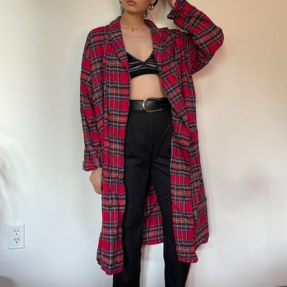 knothe | Jackets & Coats | Vintage Red Plaid Robe | Poshmark